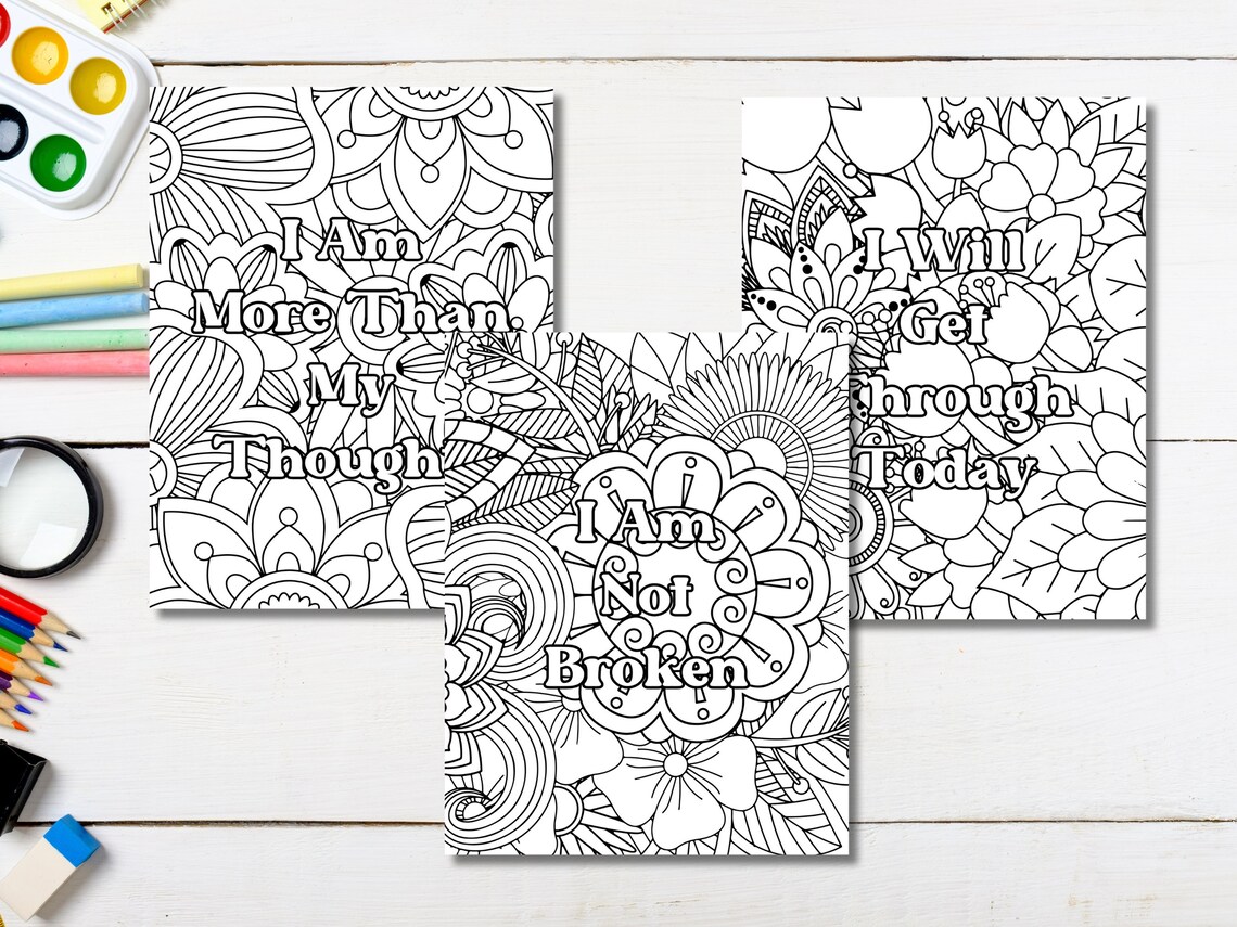 20 Affirmation Coloring Page Adult Coloring Kids Coloring - Etsy