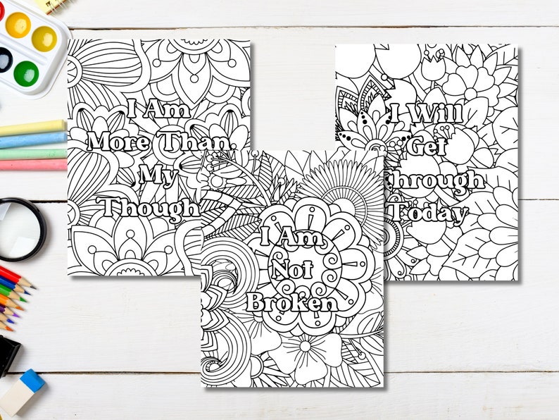 20 Affirmation Coloring Page Adult Coloring Kids Coloring - Etsy