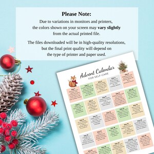 Printable Self Care Advent Calendar, Christmas Activity, Christmas ...