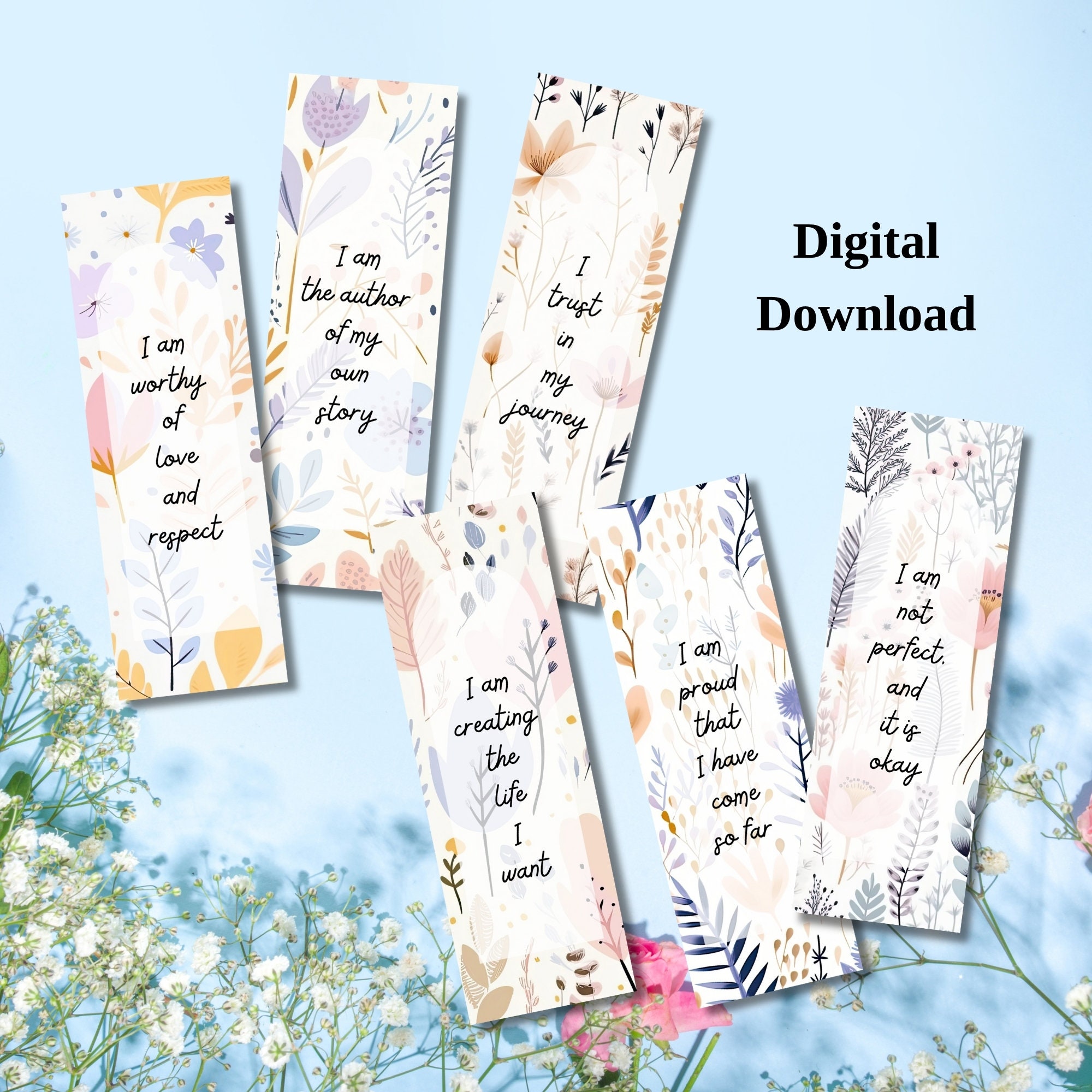 Printable Cute Bookmarks for Women, Affirmation Quote Bookmarks, Book ...