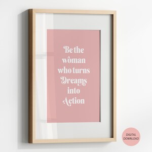 Printable Pink Wall Art for Women, Inspirational Quote, Motivational ...