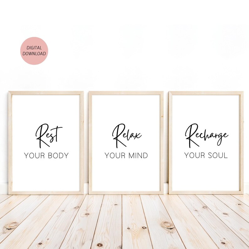 Set of 3 Printable Wall Art for Mental Health, Self Love Poster, Self ...