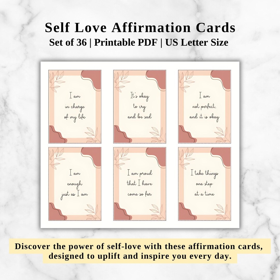 Printable Positive Affirmation Cards for Self Love, Inspirational ...