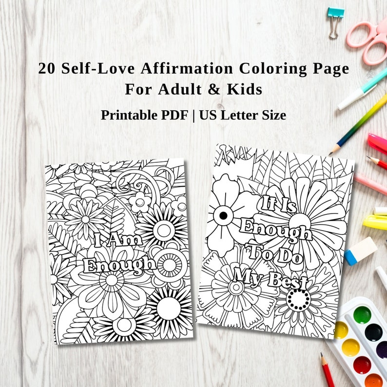 20 Affirmation Coloring Page, Adult Coloring, Kids Coloring ...