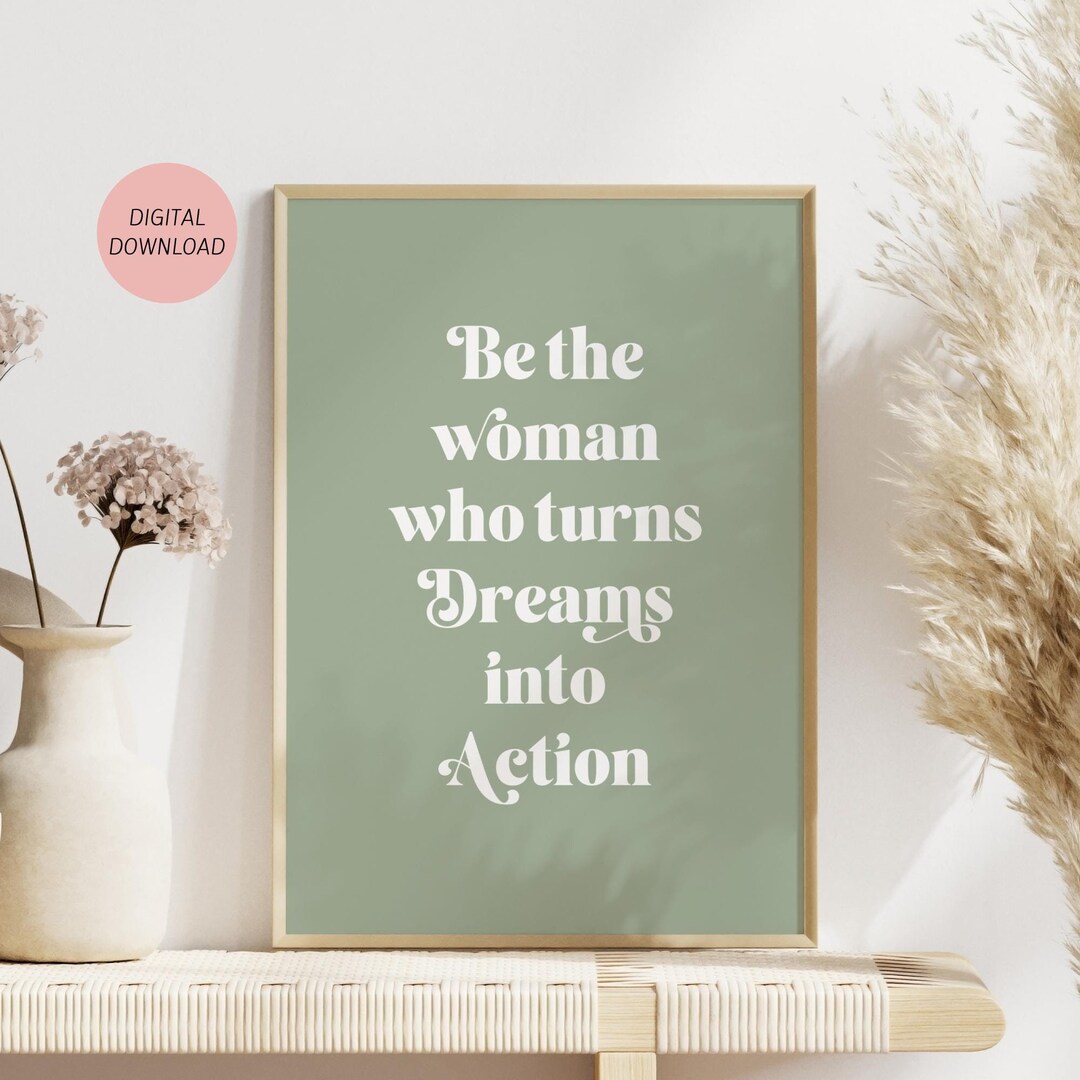 Printable Sage Green Inspirational Quote Wall Art for Women, Retro ...
