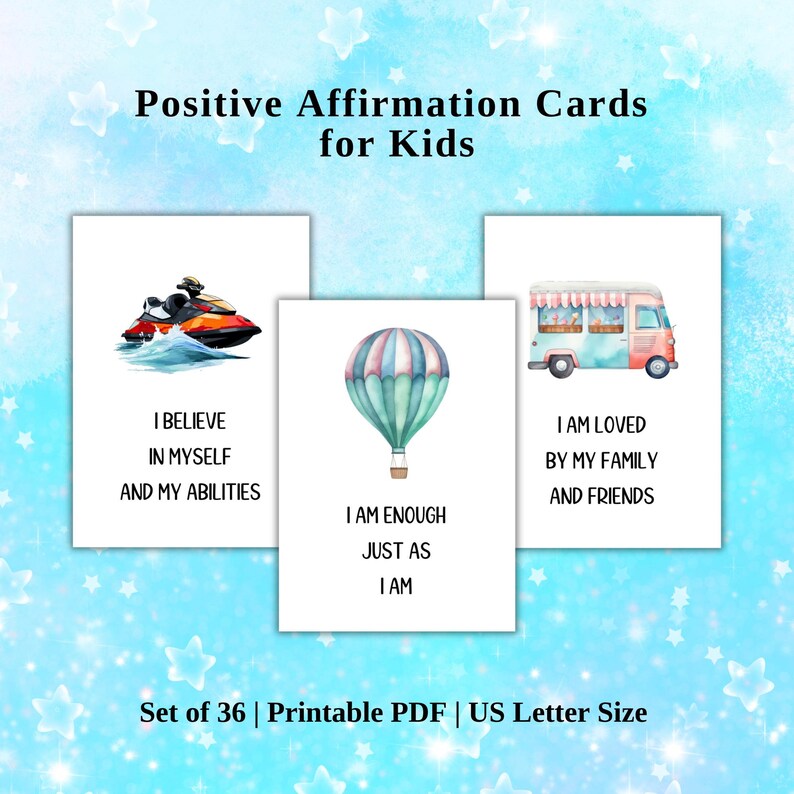 Printable Positive Affirmation Cards for Kids, Lunch Box Notes, Self ...