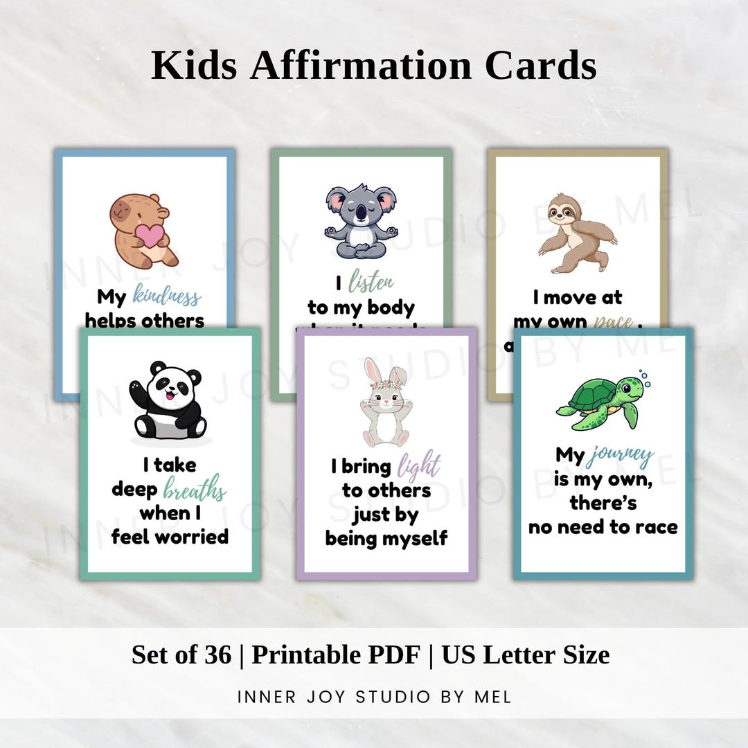 Printable Kids Animal Affirmation Card, Lunch Box Notes, Inspirational ...