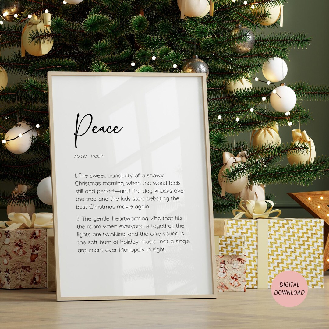 Peace Definition Print, Printable Christmas Wall Art for Holiday Decor ...