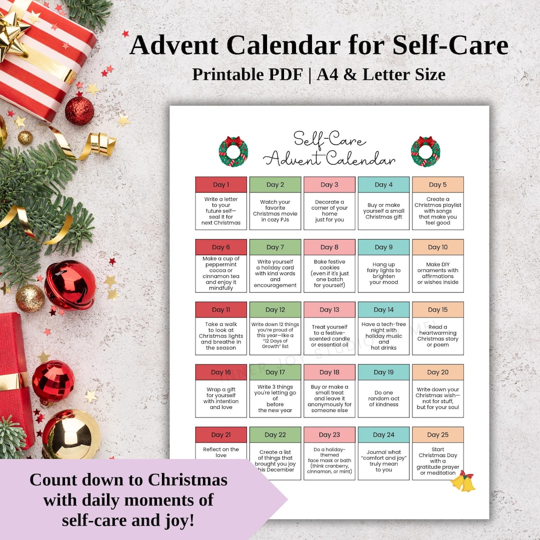 Printable Self Care Advent Calendar, Christmas Activity, Christmas ...