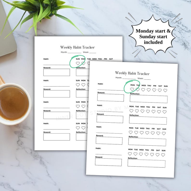 Printable Weekly Habit Tracker, Routine Tracker, Goal Tracker ...