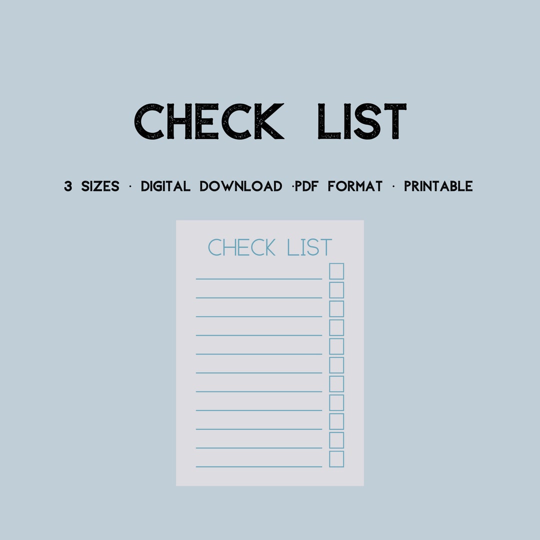 Check List Digital Check List Printable Check List - Etsy Sweden