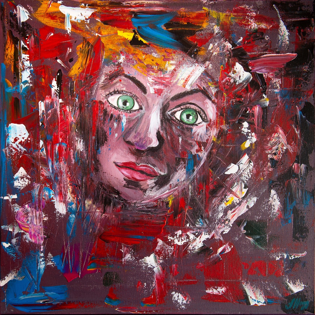 Portrait Painting Abstract Realism Lady Woman Original Artwork