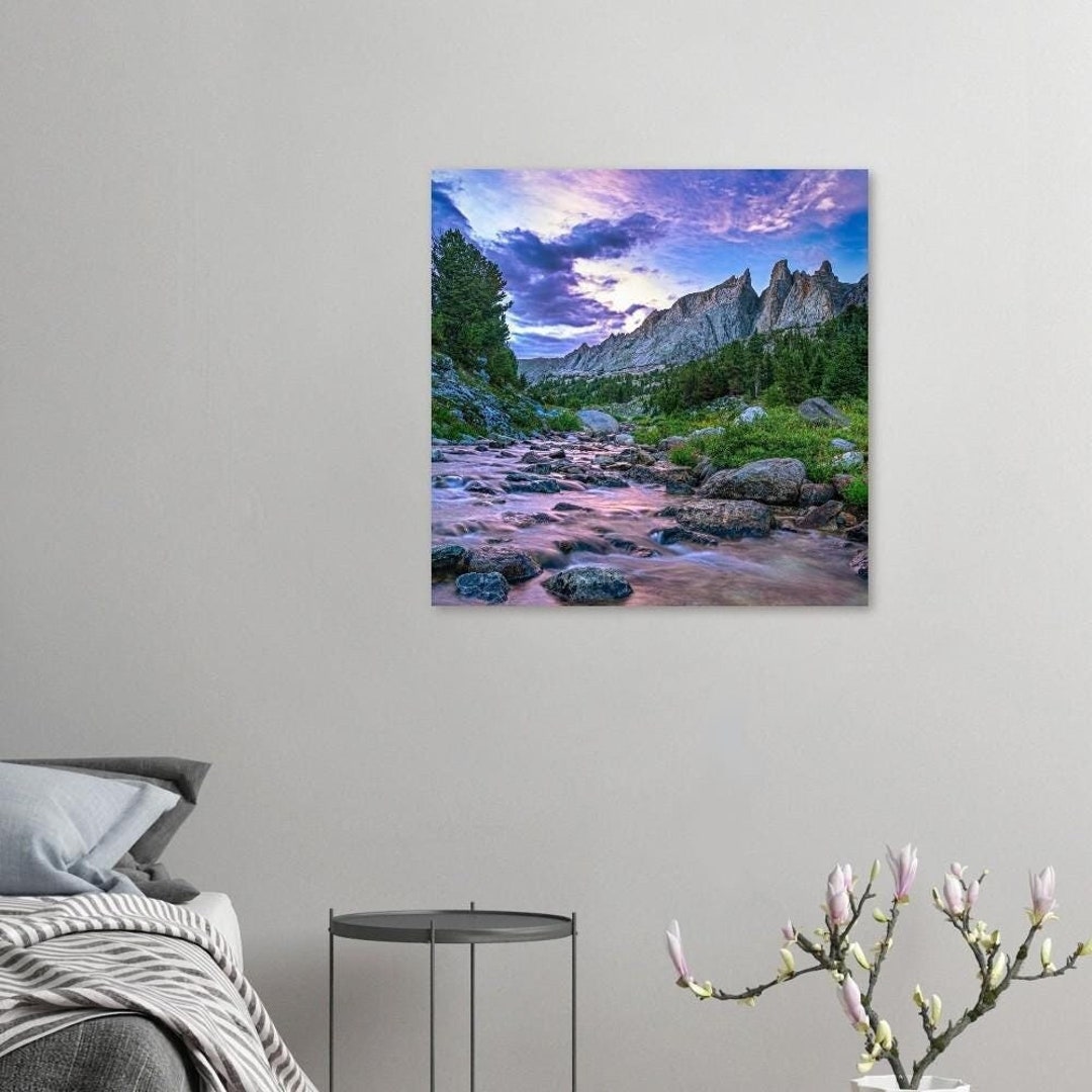 Wyoming Poster Mountains Print - River Wall Art Forest, Hiking Gift ...