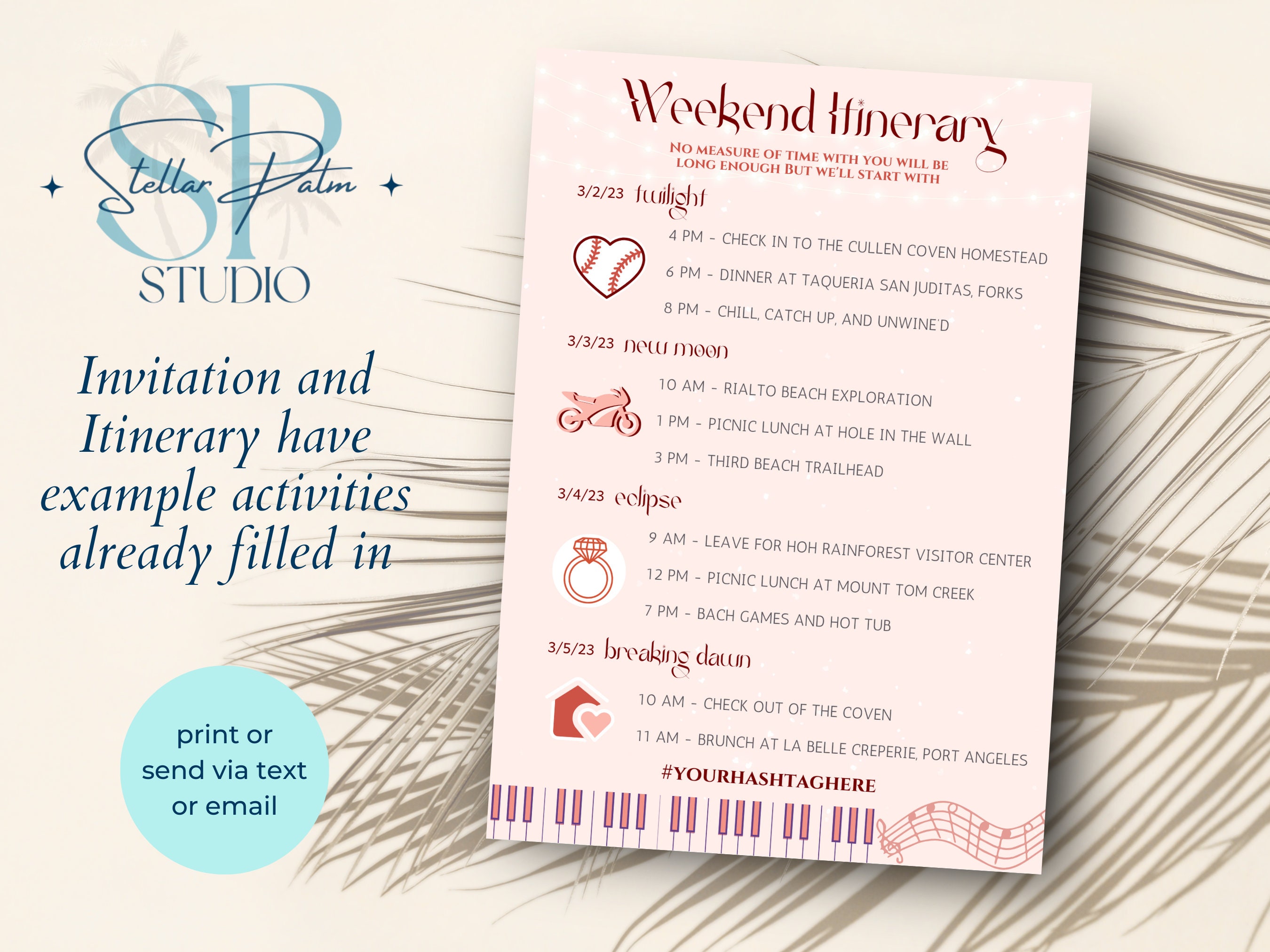 Twilight Forks Bachelorette Invitation, Olympic Hiking Editable Bach ...