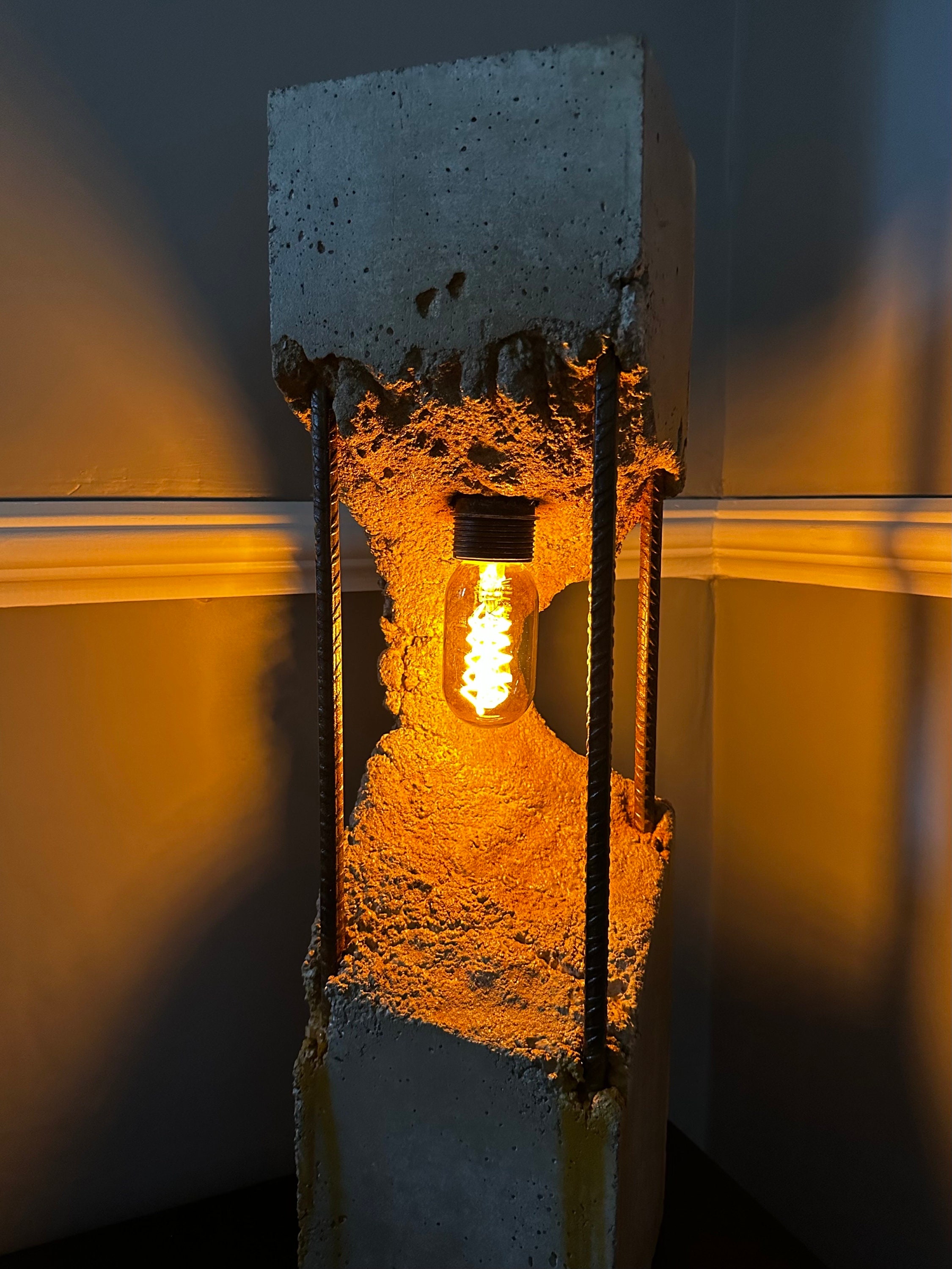 Concrete Column Lamp in an Industrial Deco Style. Comes With Dimmer and ...