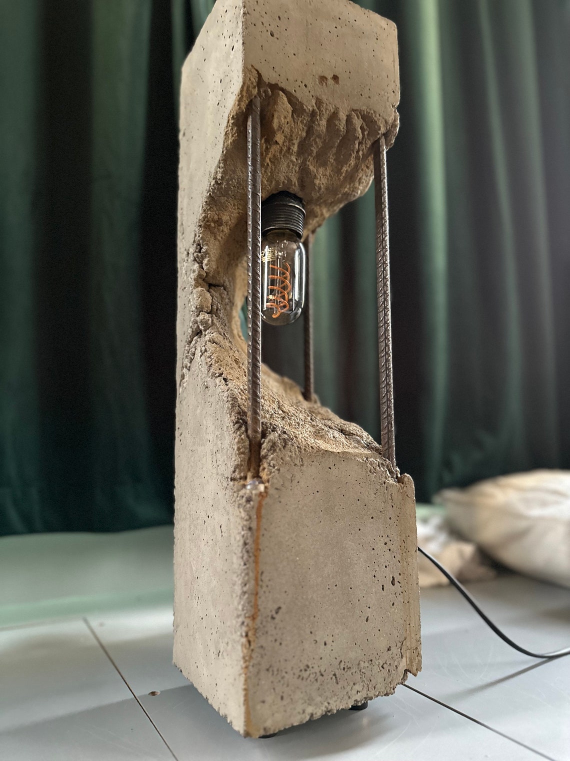 Concrete Column Lamp in an Industrial Deco Style. Comes With Dimmer and ...