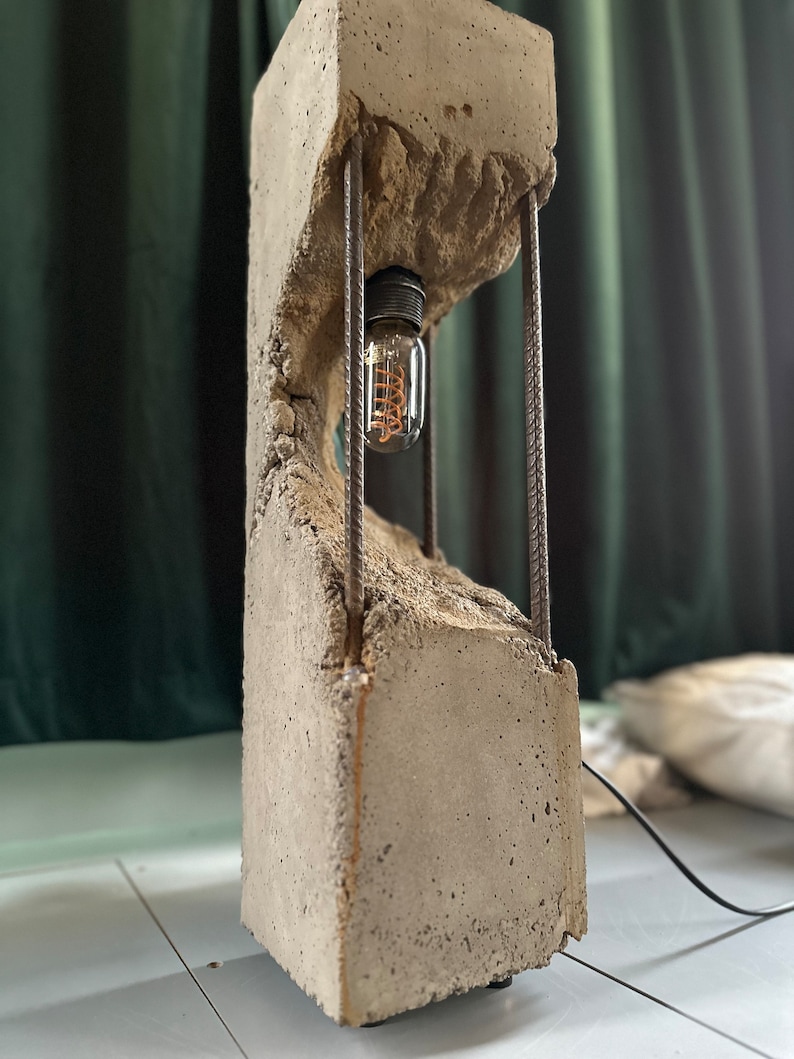 Concrete Column Lamp in an Industrial Deco Style. Comes With Dimmer and ...
