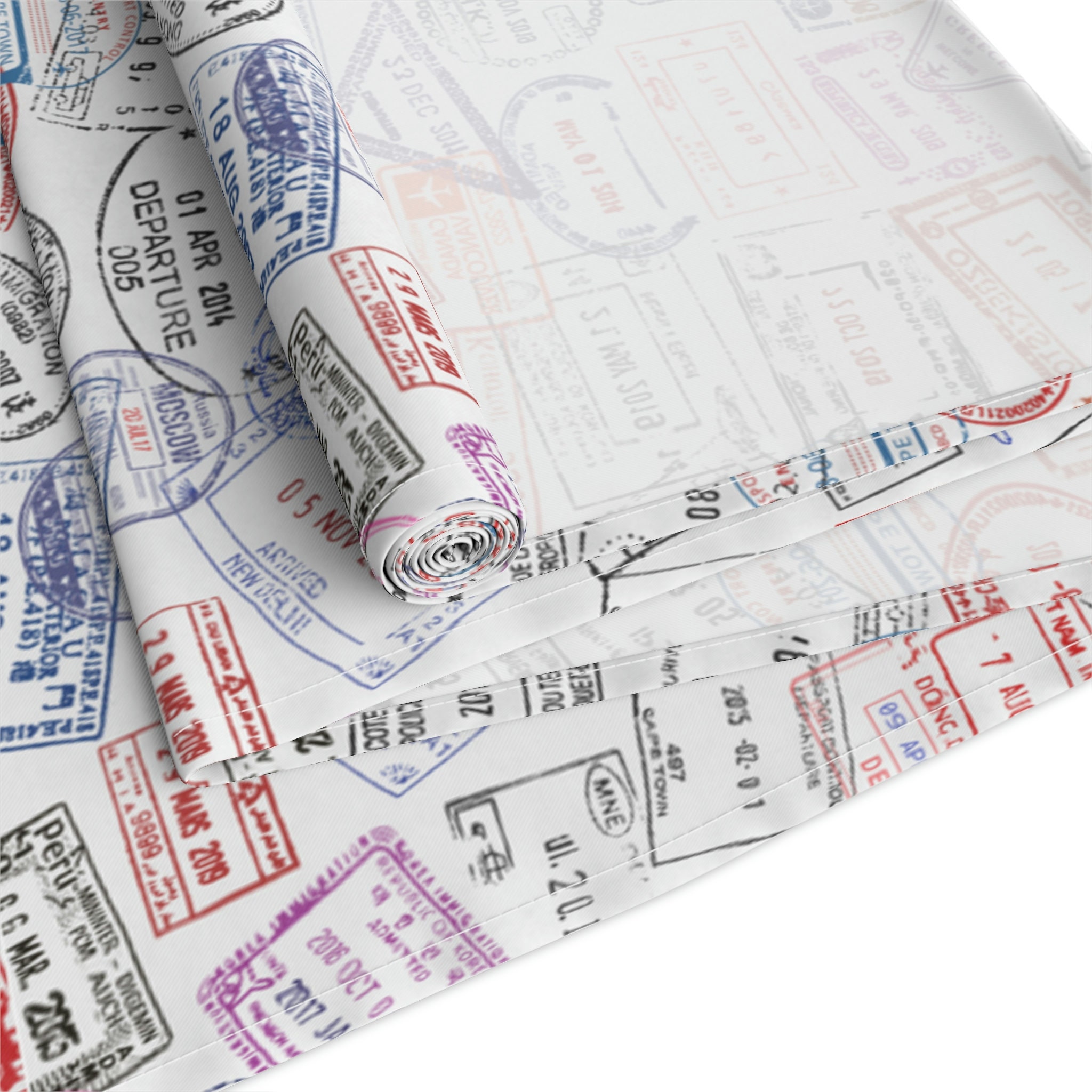 Passport Stamp Travel Table Runner, International Travel Decor - Etsy