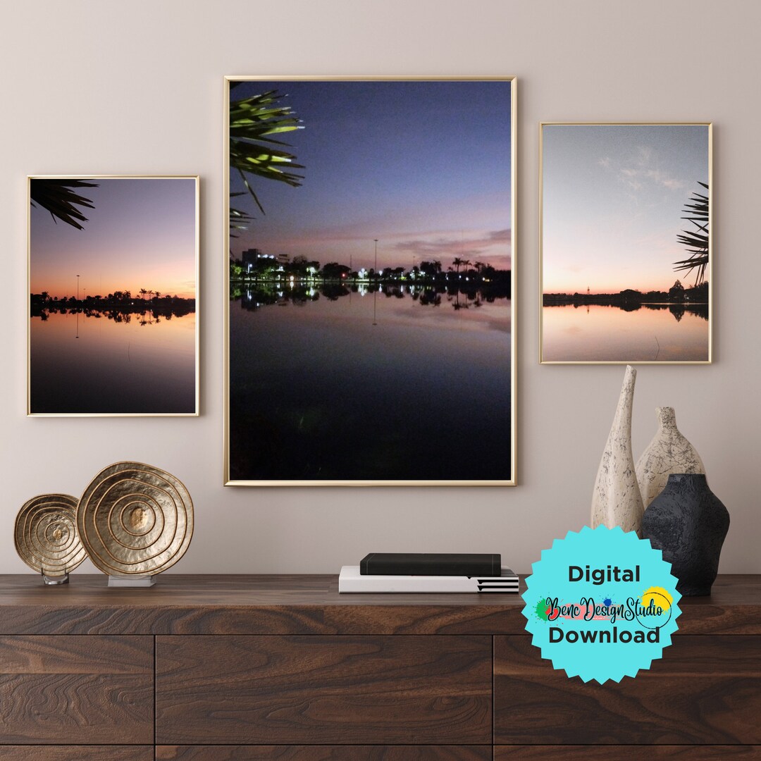 Asia-inspired Sunset Trio: Serene Lake Views, Captivating Sunsets, and ...