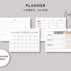 2024 Overall Planner cursive, 2024 Yearly Calendar, Monthly Calendar ...