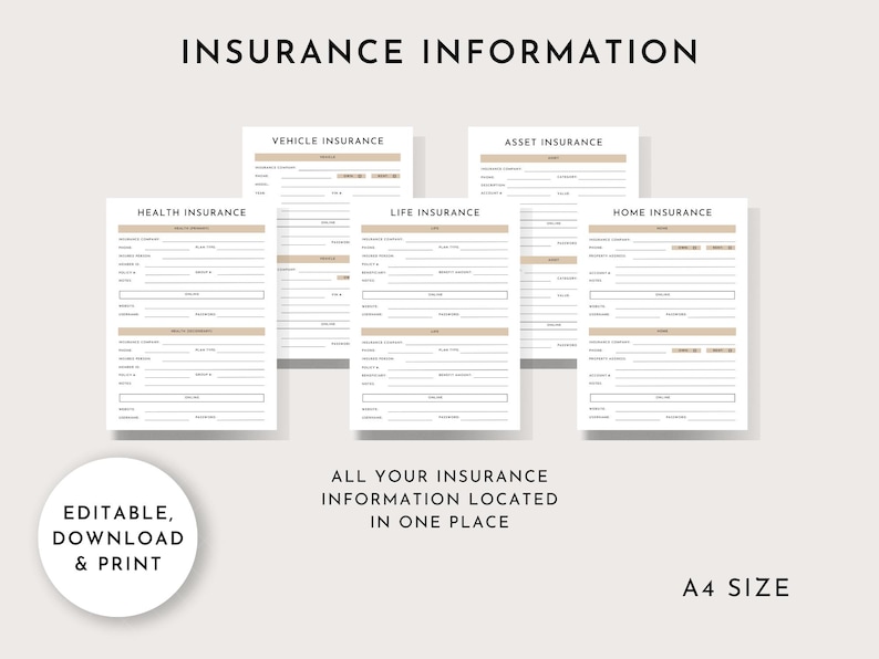 Editable Emergency Planner: Life Document Organizer (printable) - Etsy