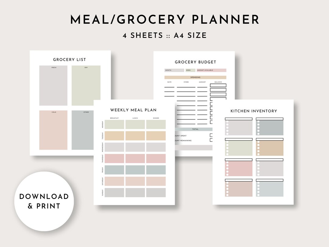EDITABLE Meal Planner, Grocery Budget Planner, Weekly Meal Plan ...