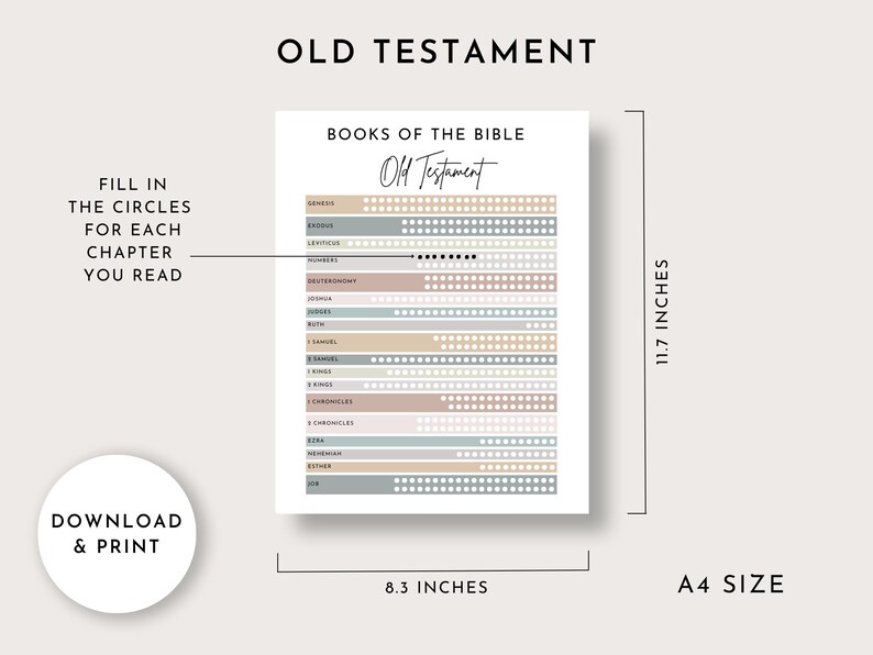 Annual Bible Reading Log, Old & New Testament Books of the Bible ...