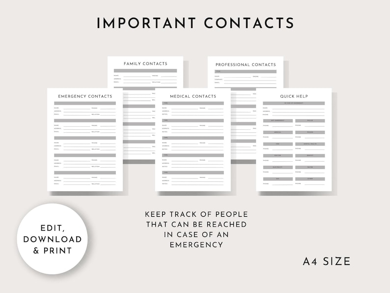 Editable Emergency Planner: Life Document Organizer (printable) - Etsy