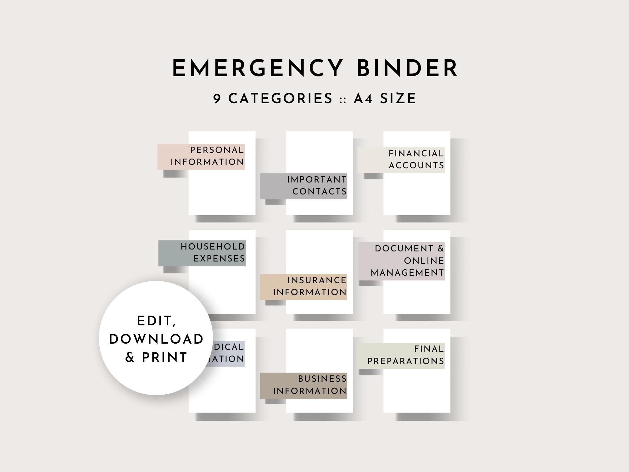 Editable Emergency Planner: Life Document Organizer (printable) - Etsy