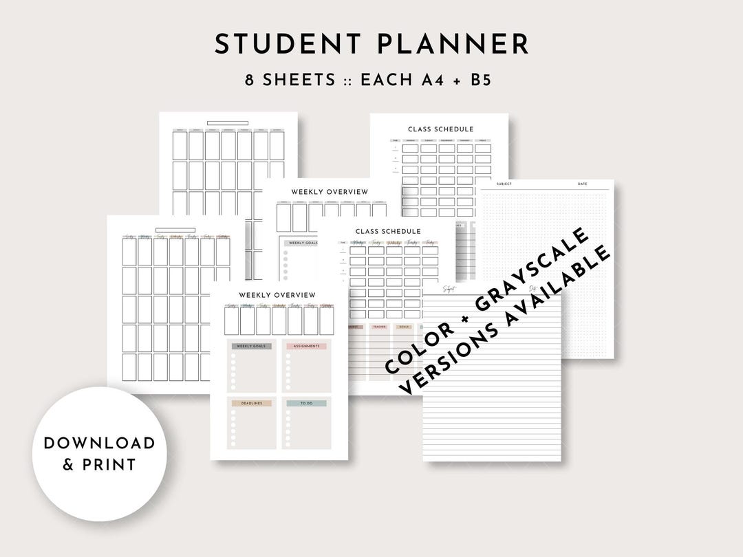EDITABLE Student Planner, Back to School Planner, Assignment Tracker ...