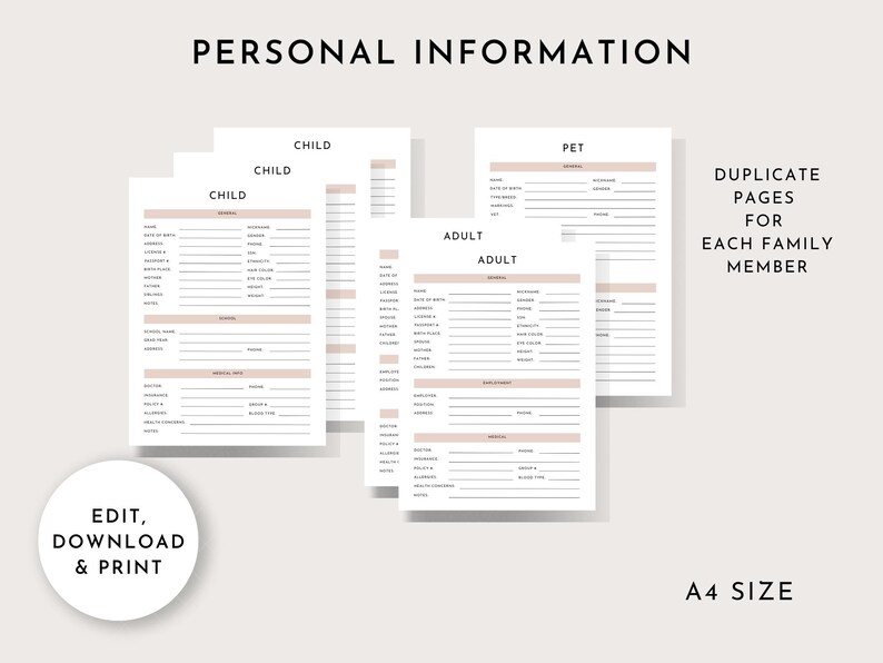 Editable Emergency Planner: Life Document Organizer (printable) - Etsy