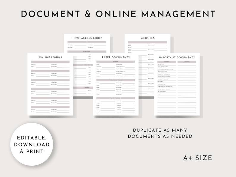 Editable Emergency Planner: Life Document Organizer (printable) - Etsy