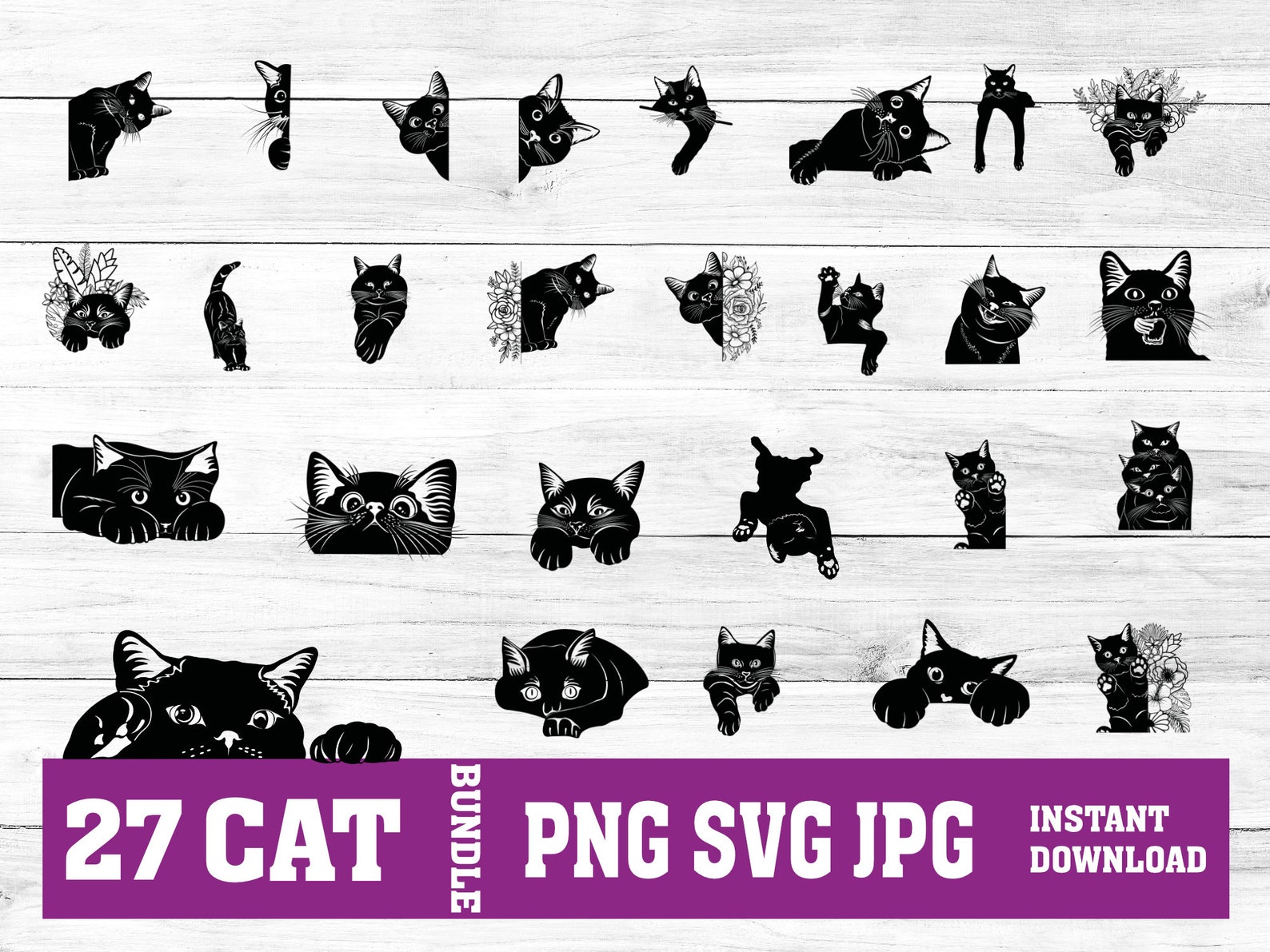 Cat Silhouette Cat Head SVG Cat SVG Cat Face SVG Cat Cut Files Cat ...