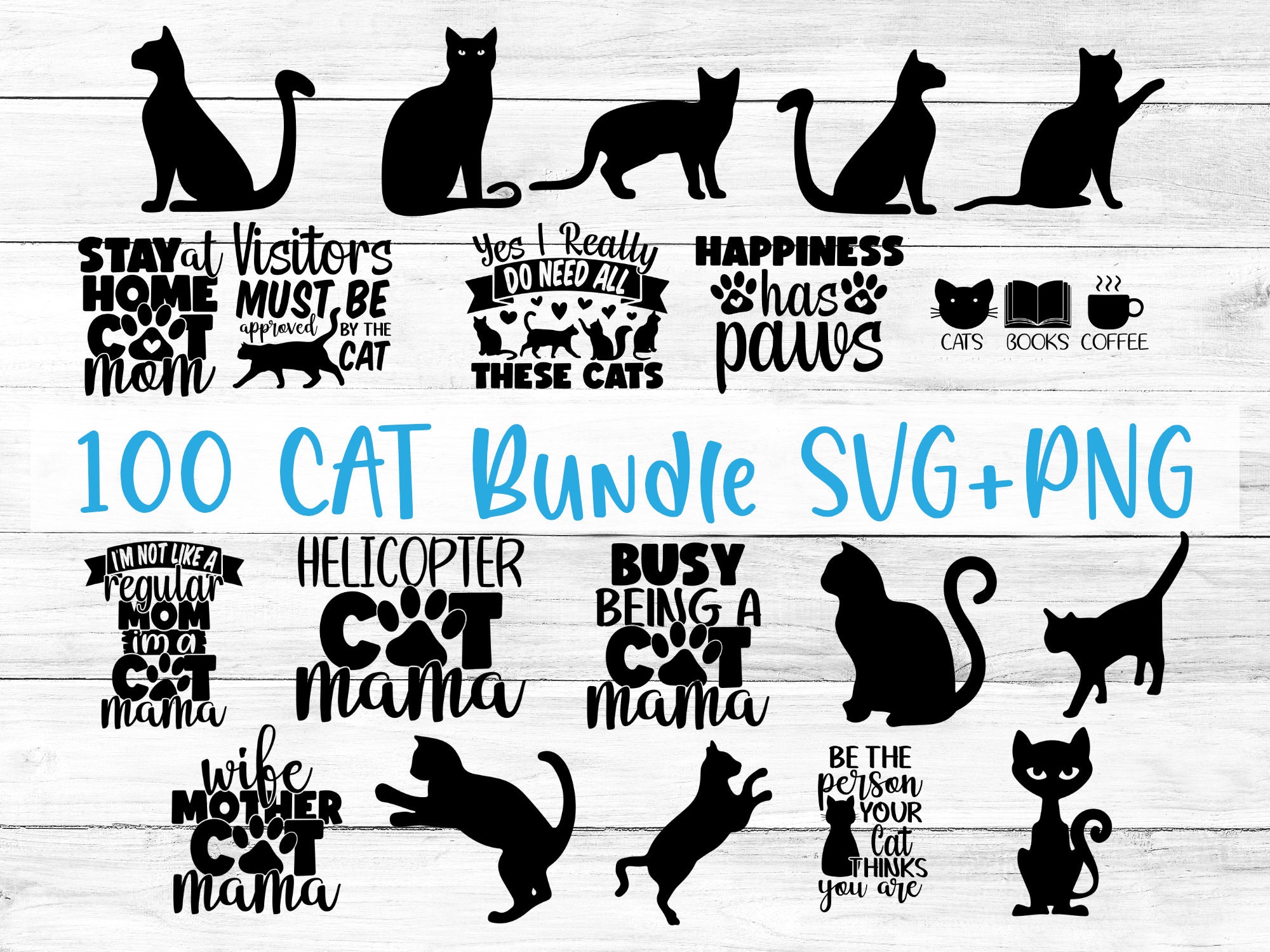 Cat Silhouette Cat Head SVG Cat SVG Cat Face SVG Cat Cut Files Cat ...