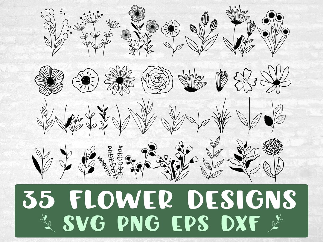 35 Flower SVG Bundle Floral Svg Bundle Floral Png Bundle Wildflowers ...
