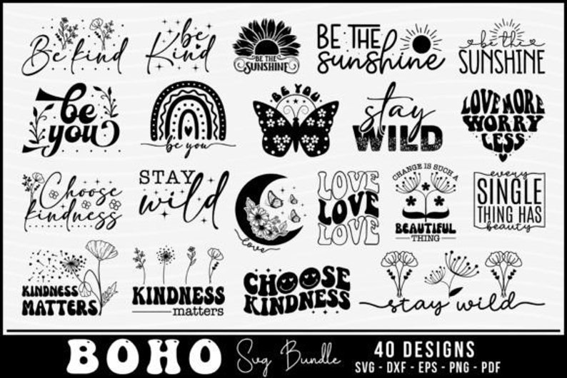 Boho Svg Groovy Svg Bundle Hippie Svg Aesthetic Svg - Etsy