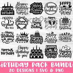 Happy Birthday Svg Bundle Birthday Svg Hand Lettered Birthday Party Svg ...