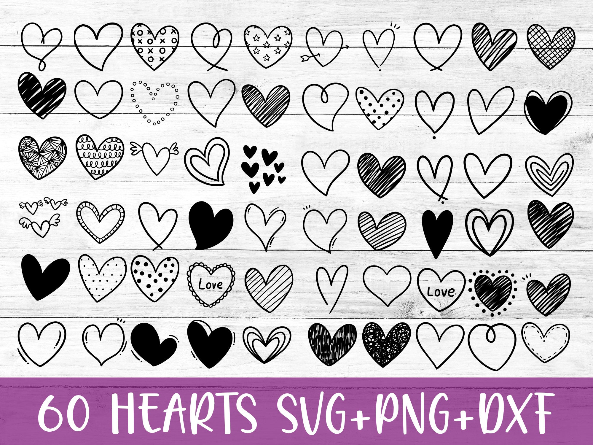 Doodle Heart SVG Bundle, Heart SVG Bundle, Sketch, Hand-drawn Heart Svg ...