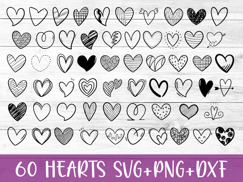 Doodle Heart SVG Bundle, Heart SVG Bundle, Sketch, Hand-drawn Heart Svg, Valentine Heart Svg ...