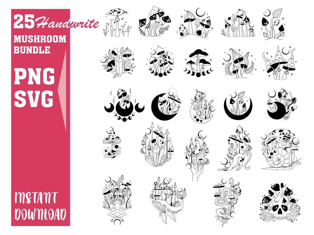 Hongo svg paquete de hongos svg imágenes prediseñadas de - Etsy México