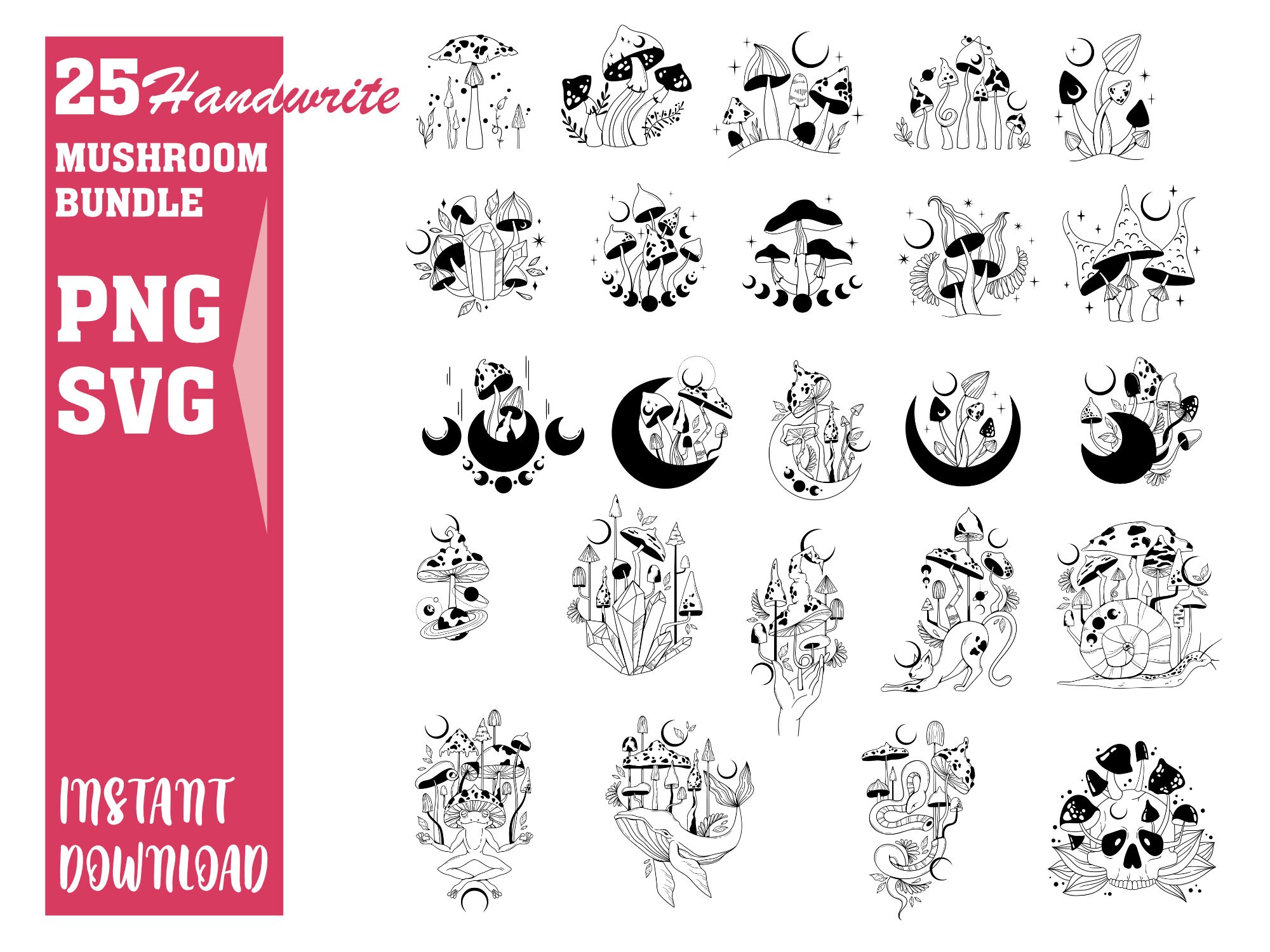 Mushroom Svg, Mushroom Svg Bundle, Mushroom Clipart, Fungus Svg, Magic ...