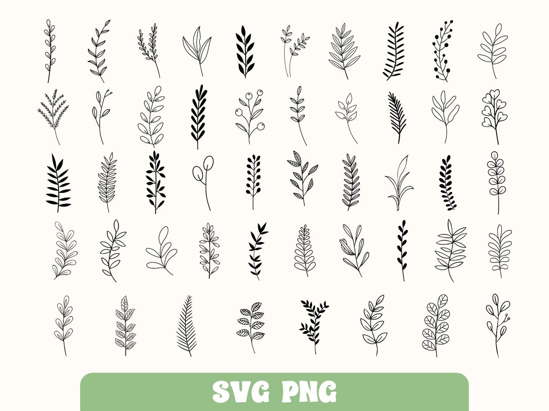 48 Leaves SVG Bundle Green Svg Leaf Border Svg Branch Svg Leaf Svg Hand ...
