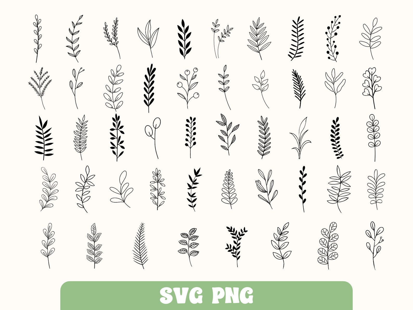48 Leaves SVG Bundle Green Svg Leaf Border Svg Branch - Etsy