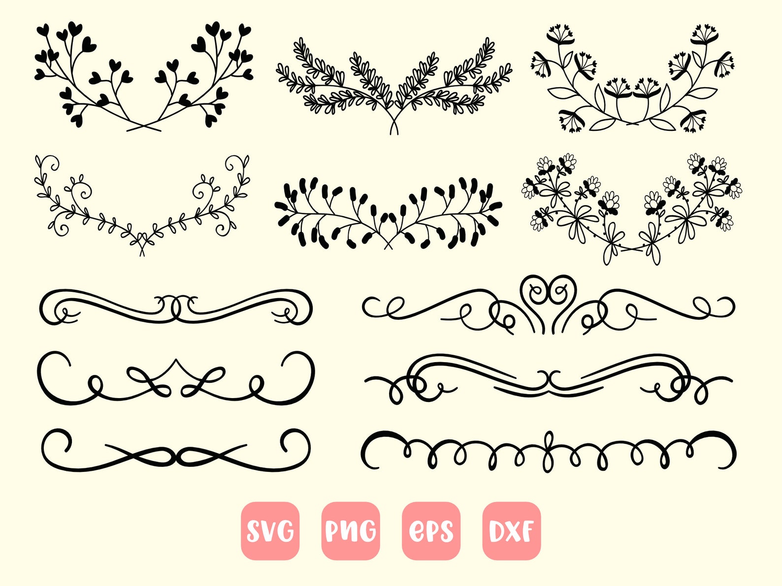 120 Decorative Elements SVG Ornaments Svg Flourishes SVG Swirls SVG ...