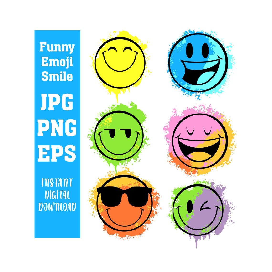 Funny Colored Smiley Face Svg Smiley Face Svg Happy Face Svg Emoji Svg ...