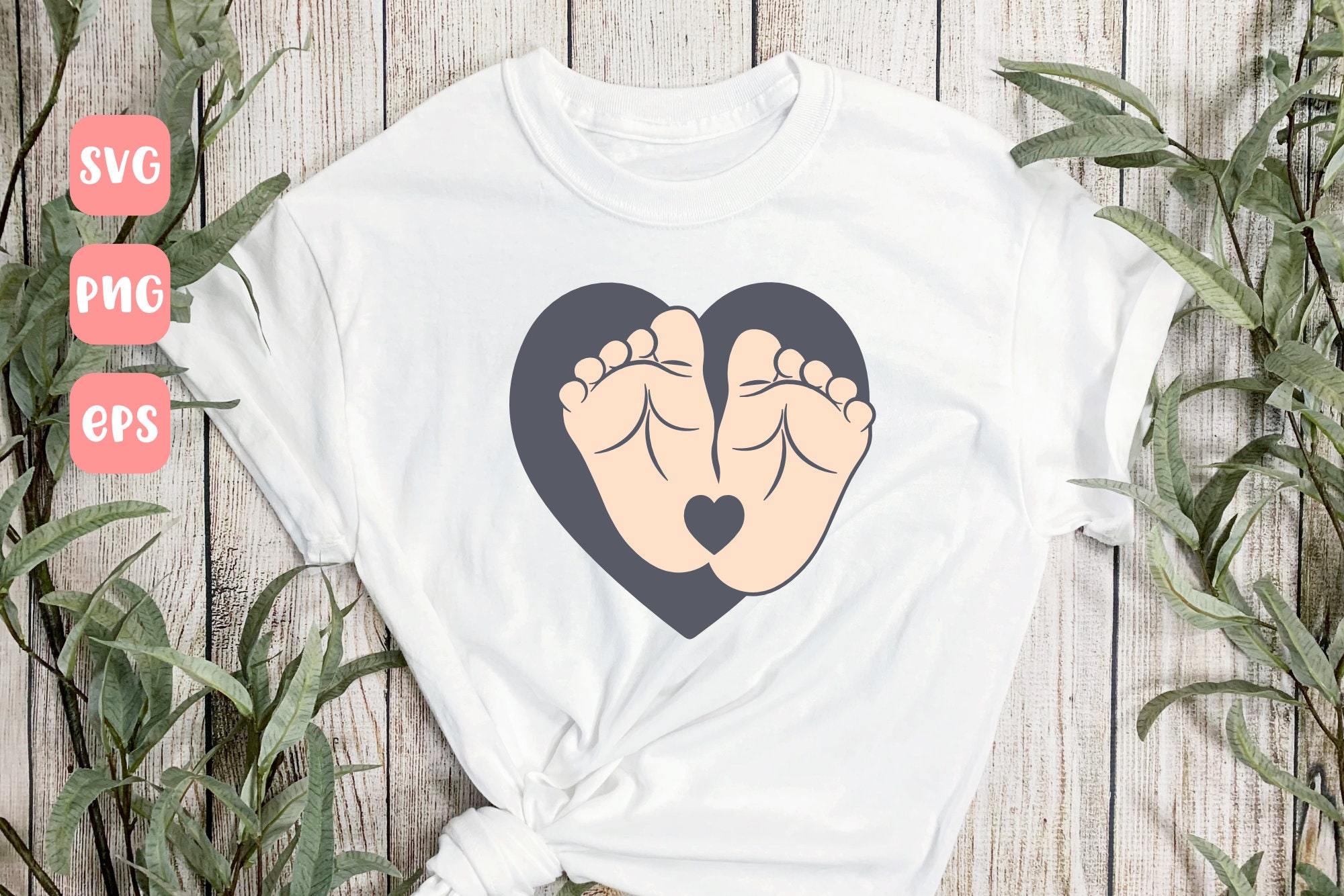 Babie Feet Heart Svg Newborn Heart Svg Newborn Foot Cricut Silhouette ...