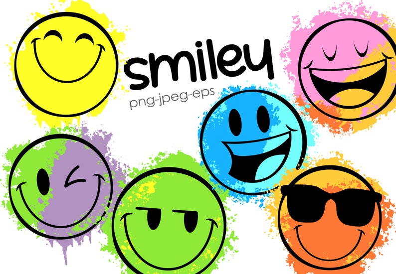 Funny Colored Smiley Face Svg Smiley Face Svg Happy Face Svg Emoji Svg ...