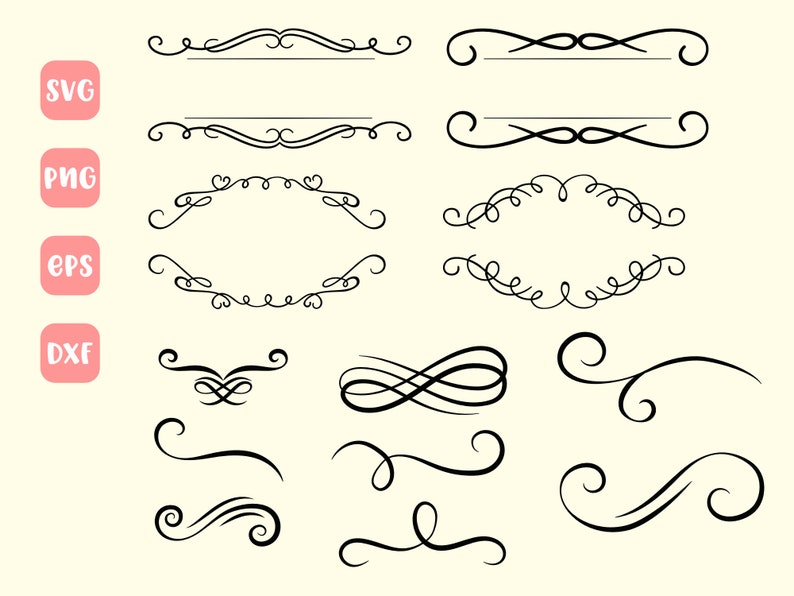 120 Decorative Elements SVG Ornaments Svg Flourishes SVG Swirls SVG ...