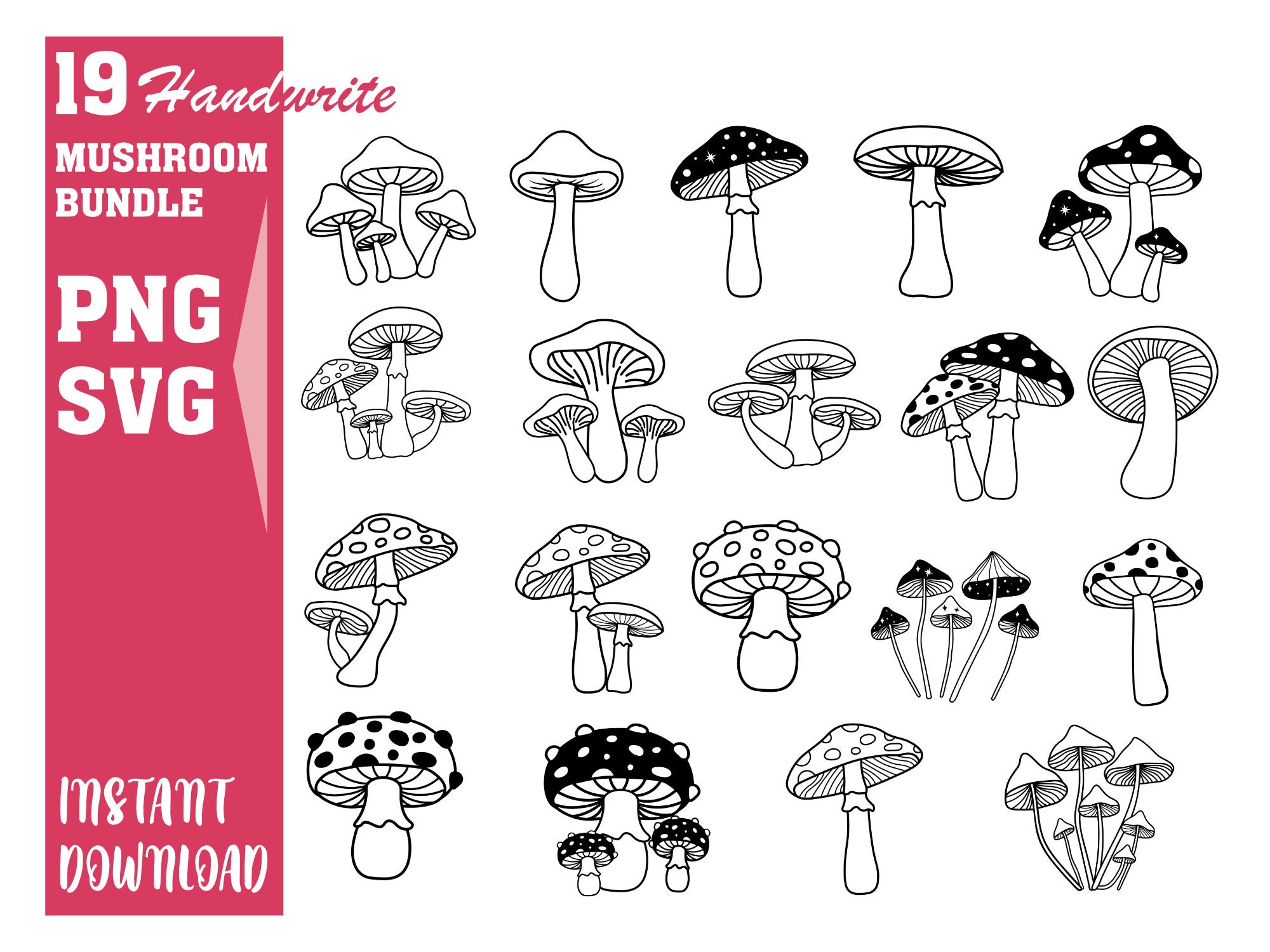 Mushroom Svg, Mushroom Svg Bundle, Mushroom Clipart, Fungus Svg, Magic ...