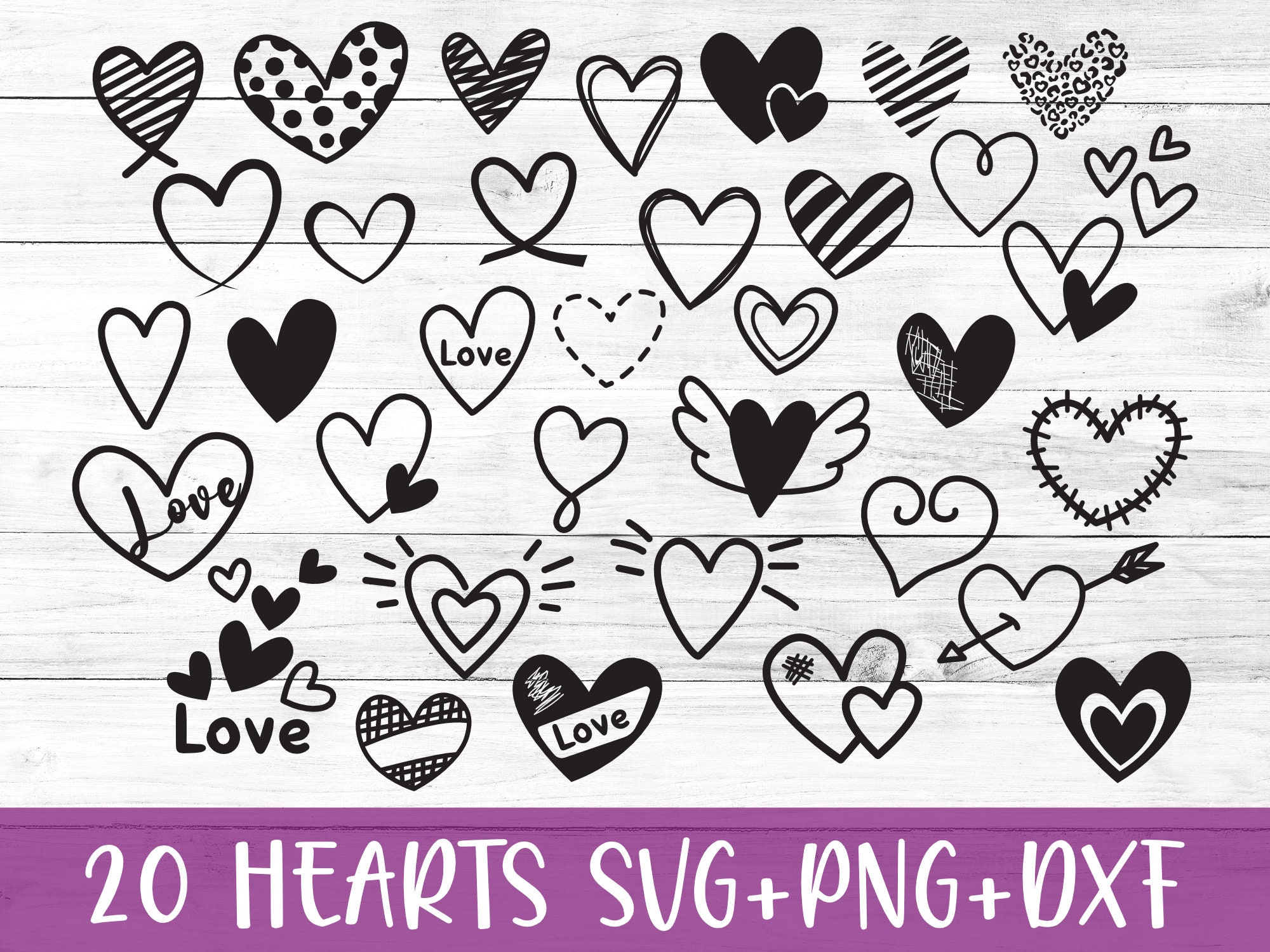Doodle Heart SVG Bundle, Heart SVG Bundle, Sketch, Hand-drawn Heart Svg ...